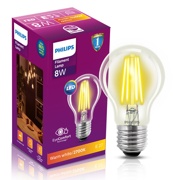 Philips Filament LED Bulb (E27 base, A60 bulb) – Philips lighting ...