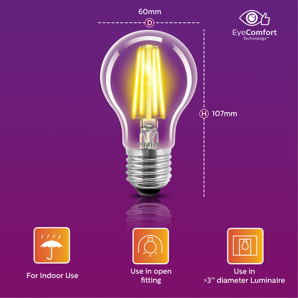 Philips Filament LED Bulb (E27 base, A60 bulb) – Philips lighting Online Store
